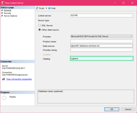 Linked Server from on-premise to Azure SQL Database – SQLpowered.com
