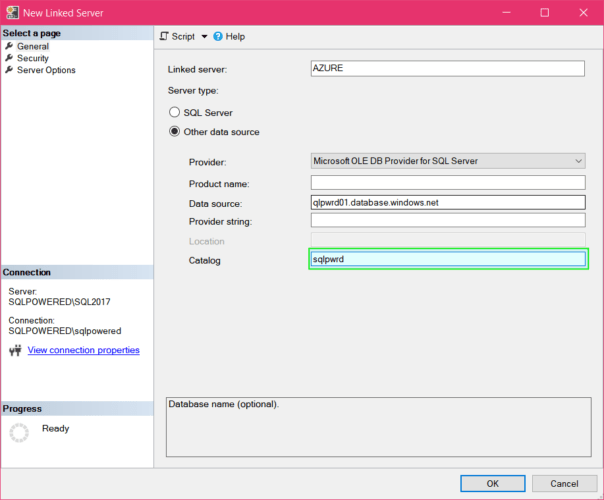Linked Server from on-premise to Azure SQL Database – SQLpowered.com