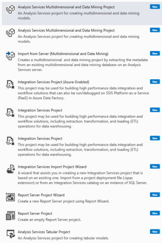 Add Reporting, Analysis and Integration Services Project Types to ...