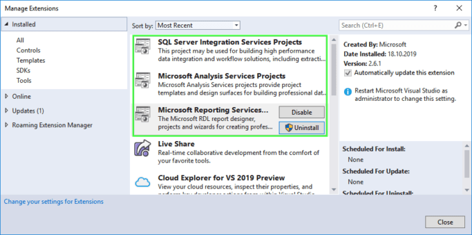 Add Reporting, Analysis and Integration Services Project Types to ...