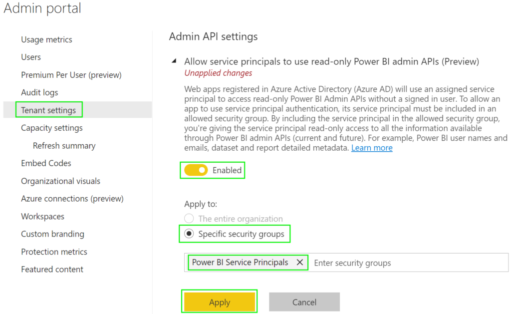 Accessing the Power BI Admin API as Service Principal | SQLpowered.com